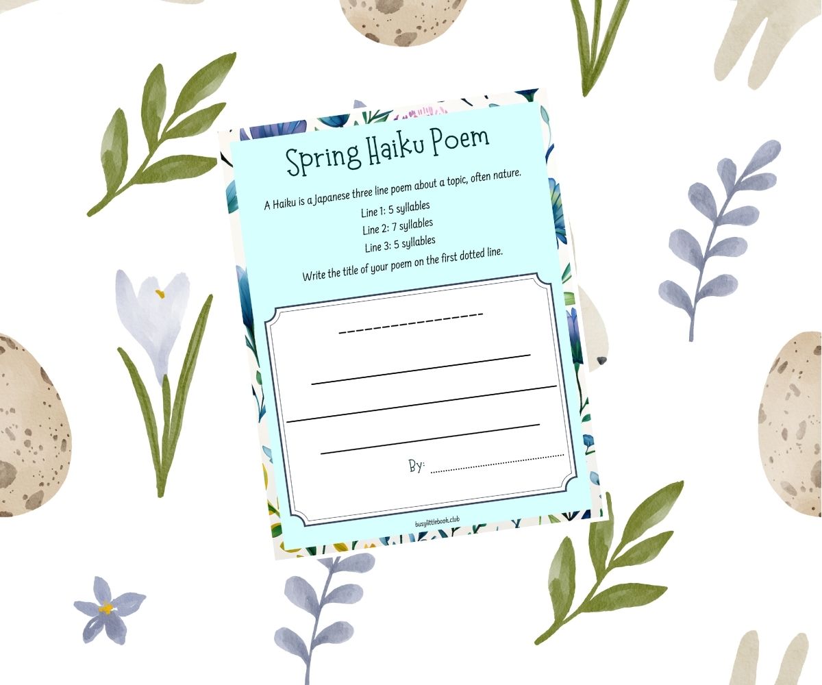 Printable Spring Haiku Poem Worksheet - Busy Little Book Club